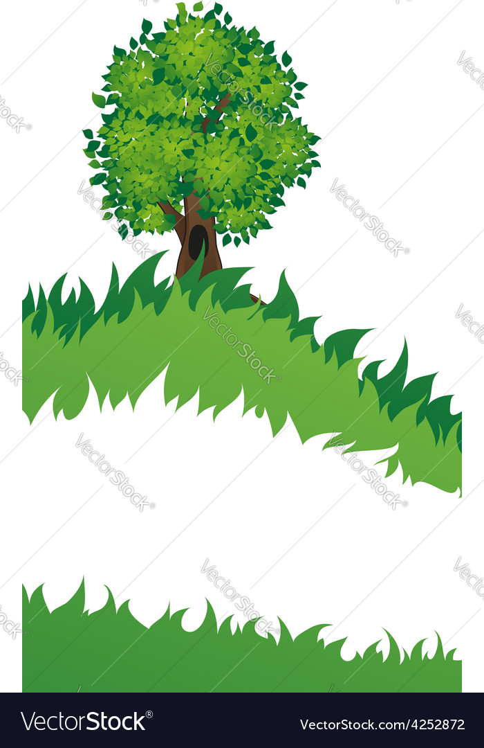 Tree with grass Royalty Free Vector Image - VectorStock