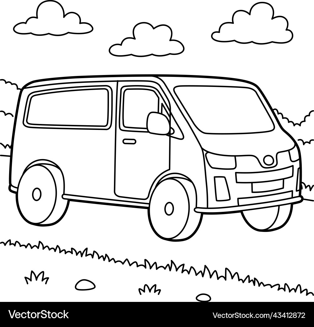 Van vehicle coloring page for kids Royalty Free Vector Image