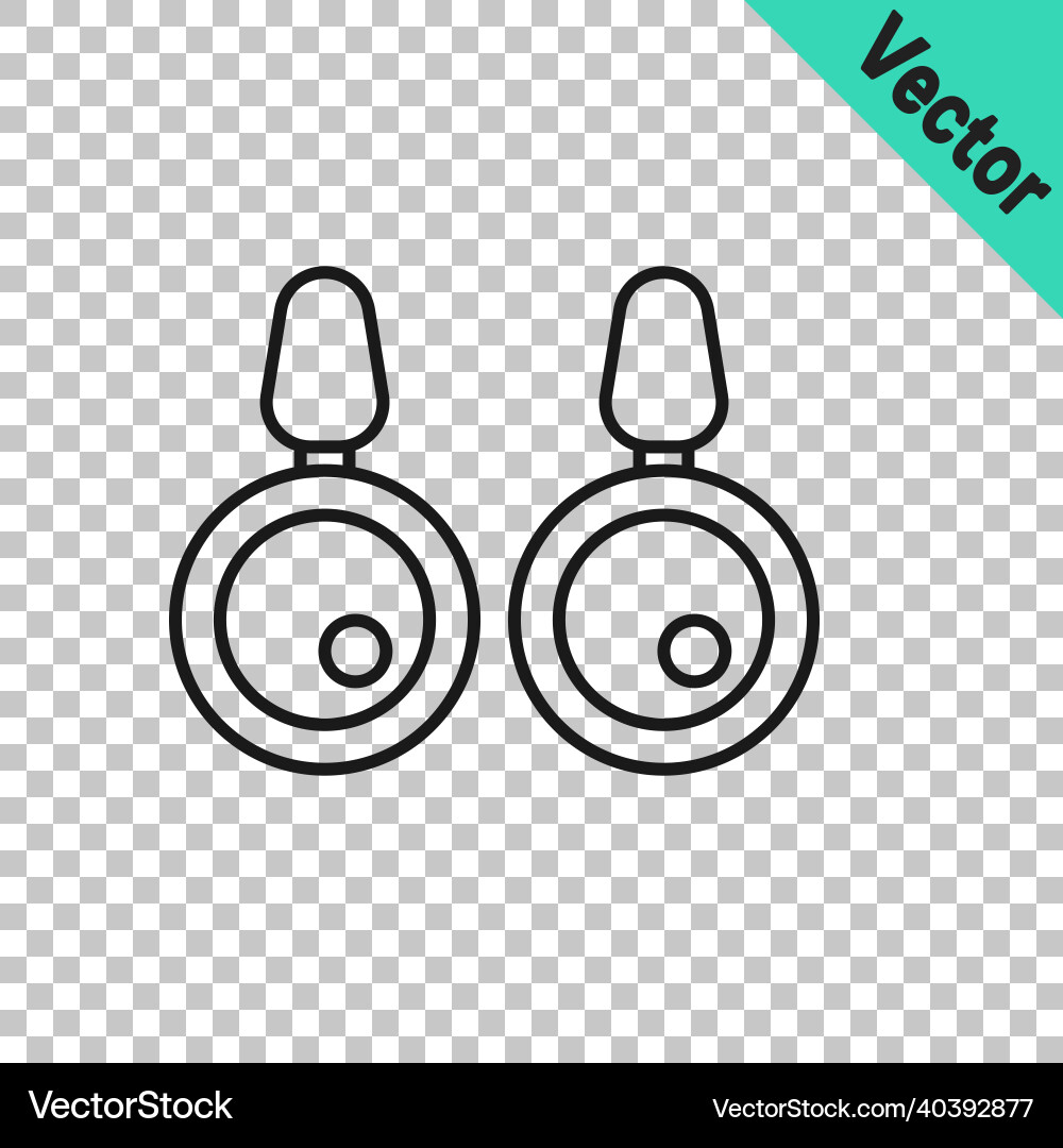Black line earrings icon isolated on transparent Vector Image