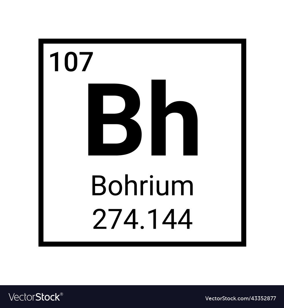 Bohrium periodic table chemical element symbol Vector Image