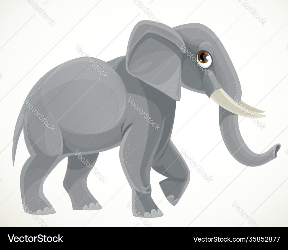 Cute cartoon wild big gray elephant isolated Vector Image
