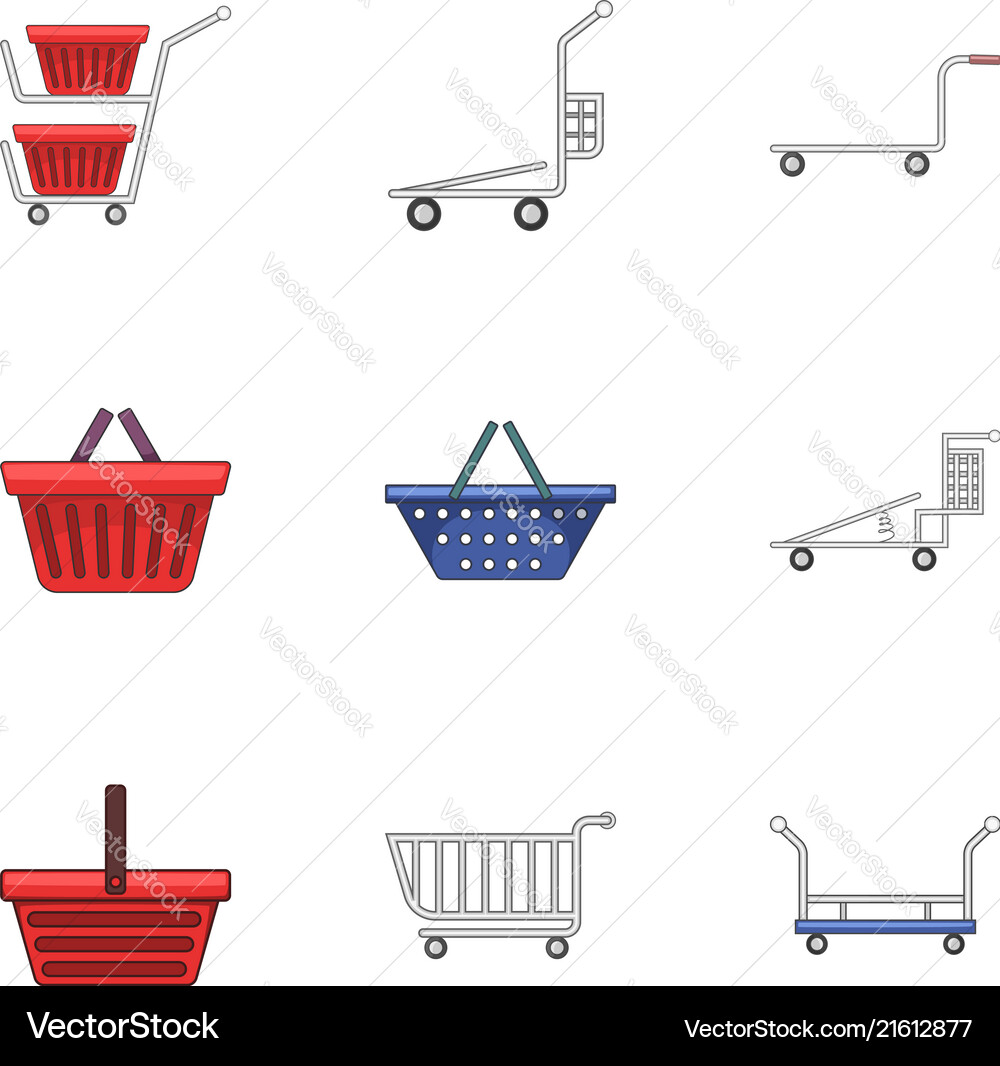 Dolly icons set cartoon style Royalty Free Vector Image