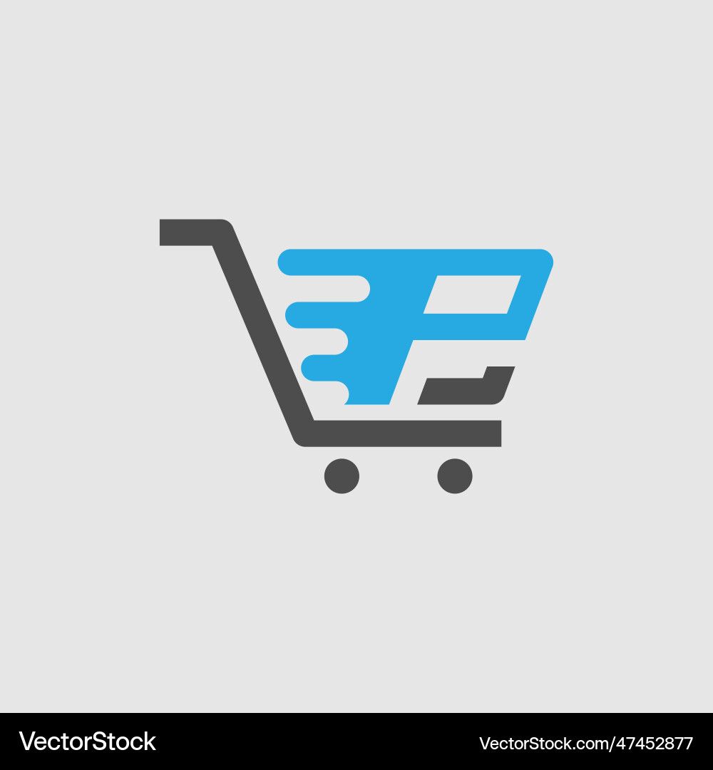 Fast shopping cart retail logo design template vec