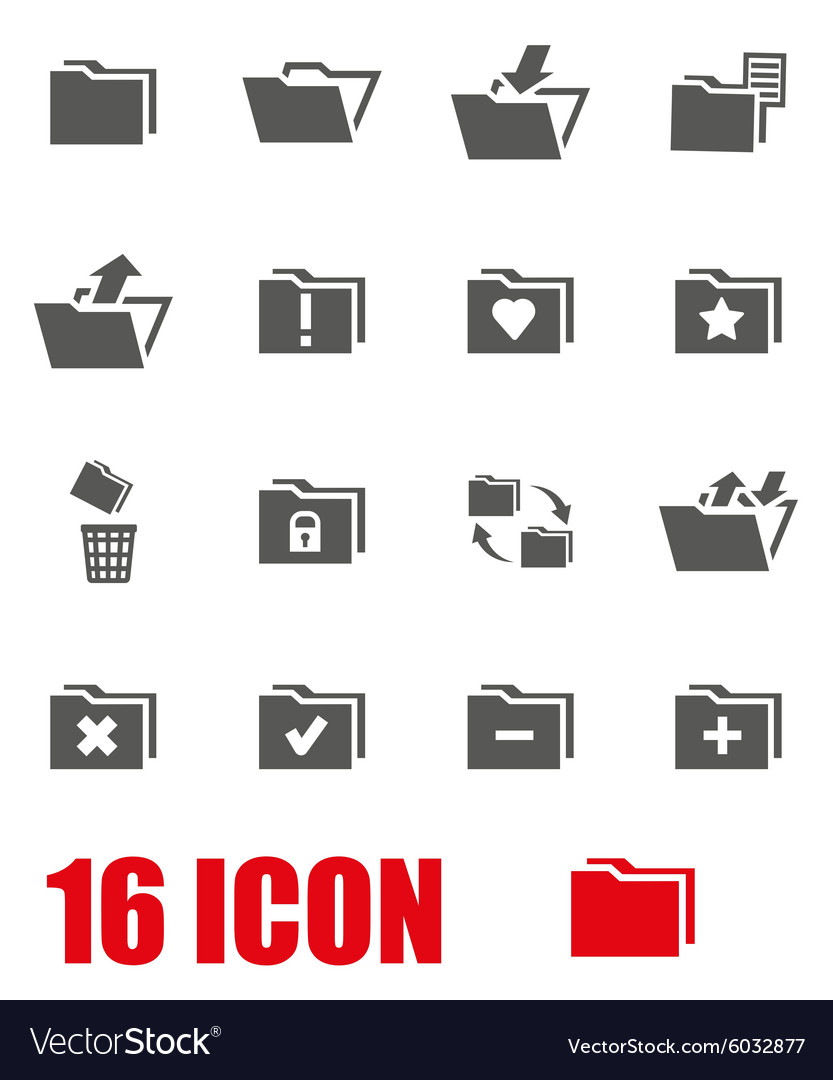 Grey folder icon set Royalty Free Vector Image