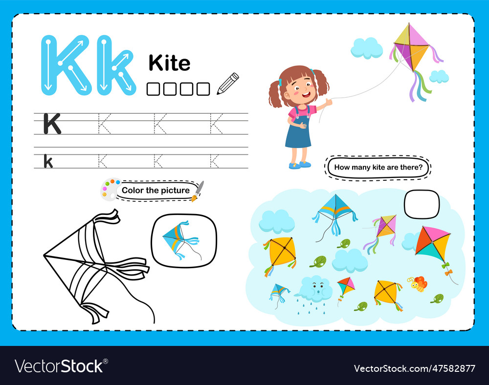 Isolated animal alphabet letter k-kite Royalty Free Vector