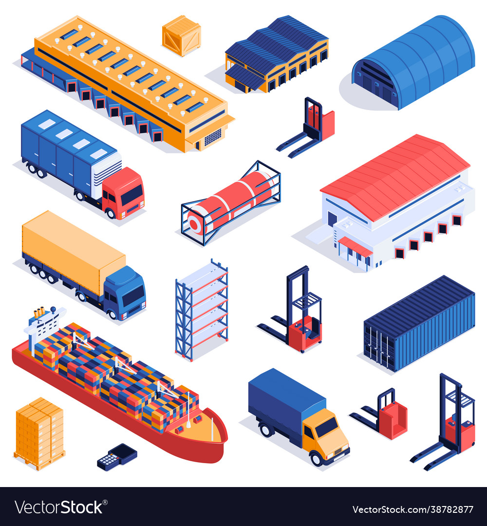 Isometric logistic icon set Royalty Free Vector Image