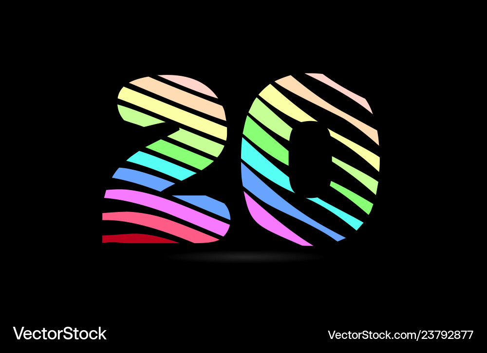 Rainbow 20 twenty number stripes logo icon design Vector Image