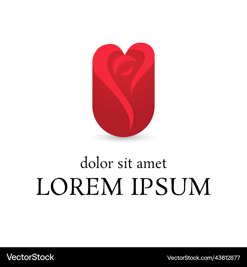 Red pink heart rose logo design template Vector Image