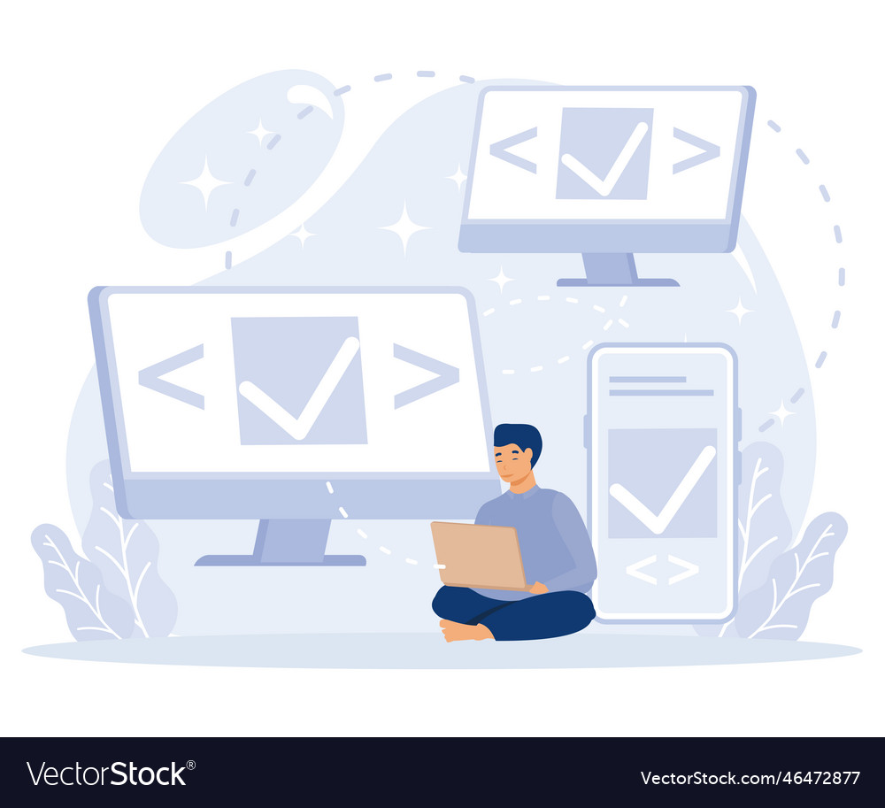 Remote developers concept e-commerce development Vector Image