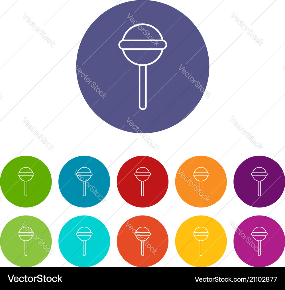 Round lollipop icons set color Royalty Free Vector Image