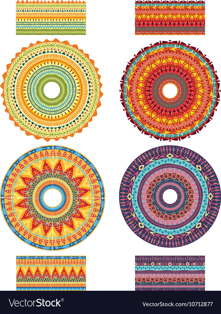 Round ornament pattern with pattern brush Vector Image