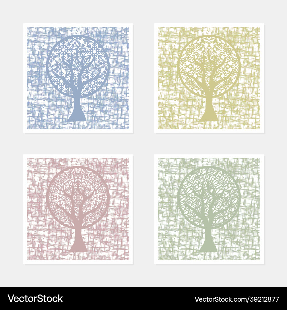 Set of four square abstract paintings Royalty Free Vector