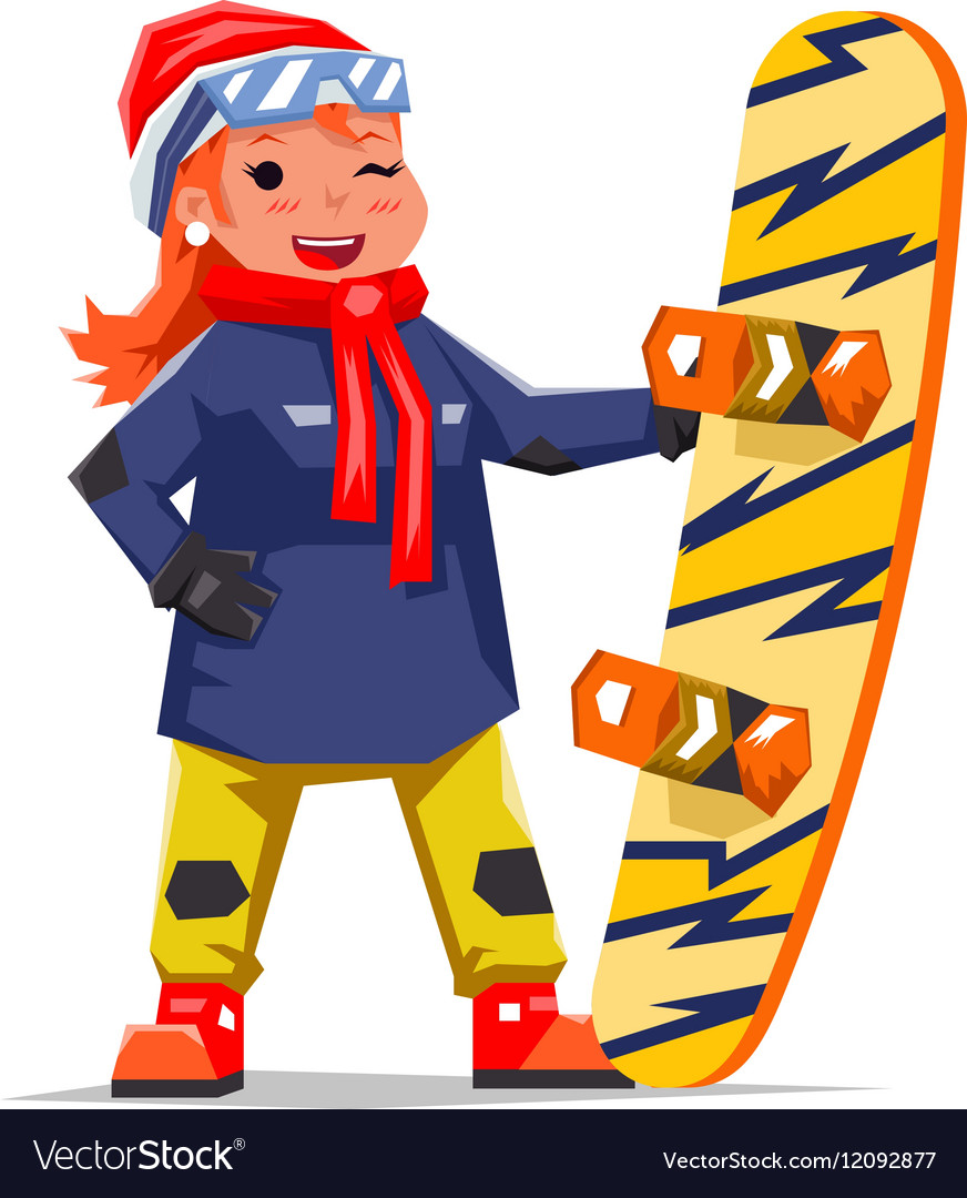 Snowboard girl winter healthy resort polygonal Vector Image
