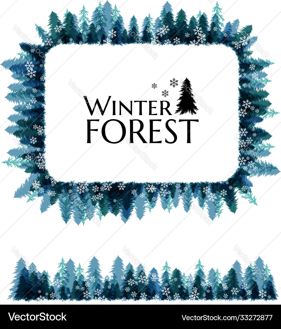 Winter snowy forest christmas tree decoration Vector Image