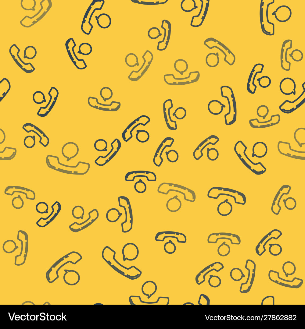 Blue line telephone handset and speech bubble chat