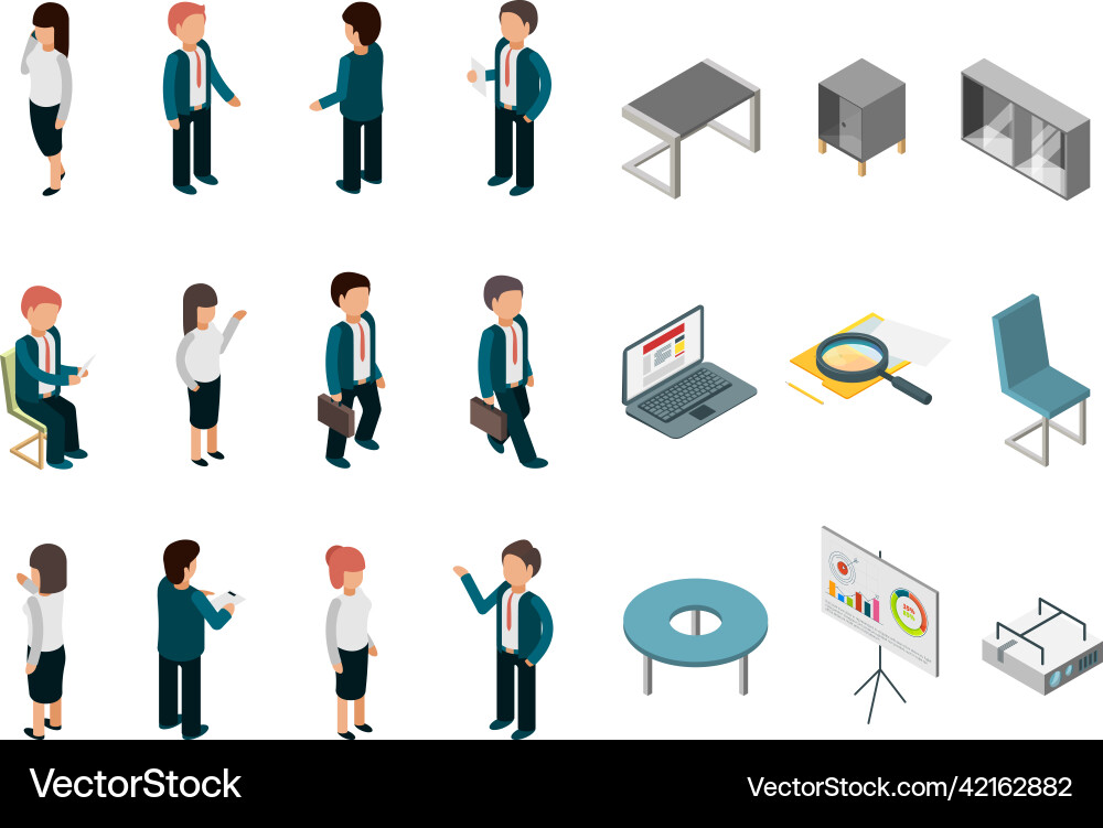 Business people isometric office corporate Vector Image