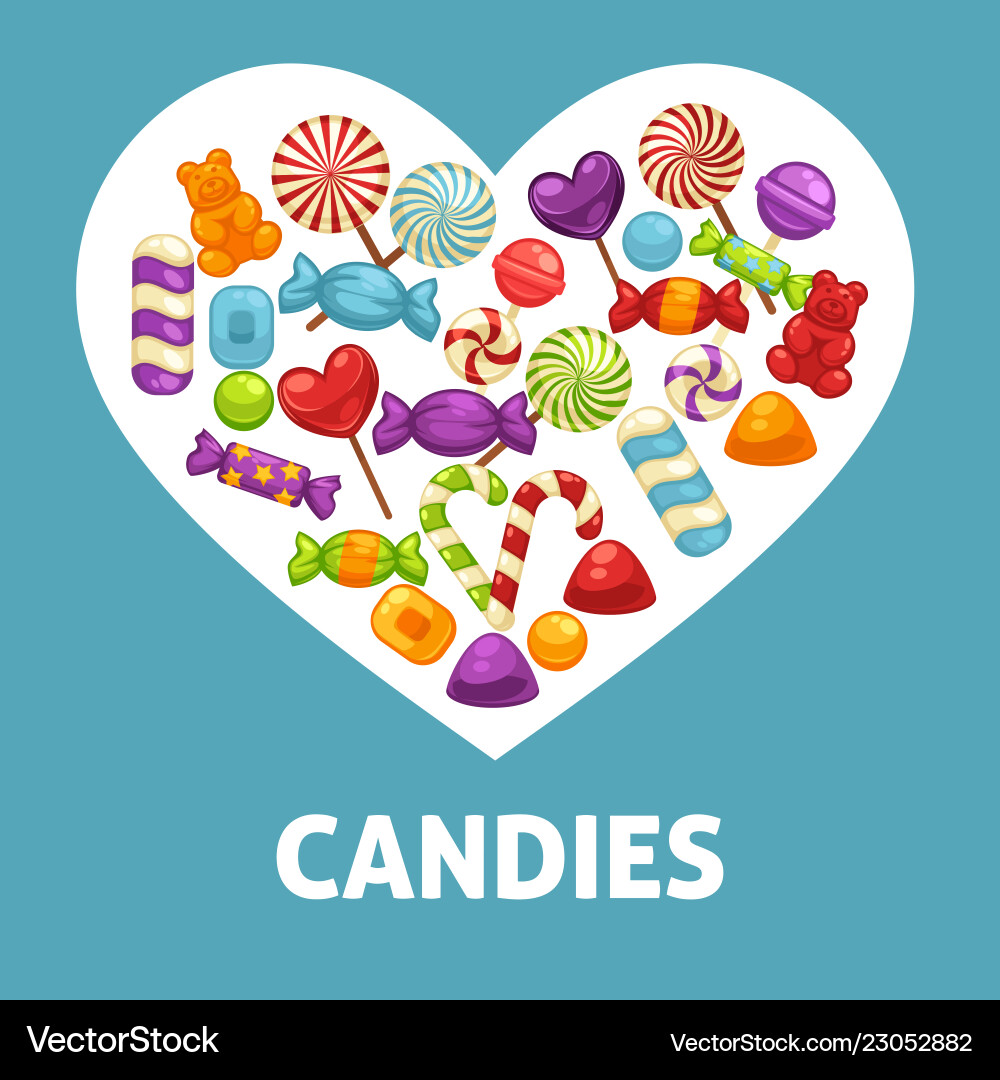 Candies and caramel sweets poster Royalty Free Vector Image