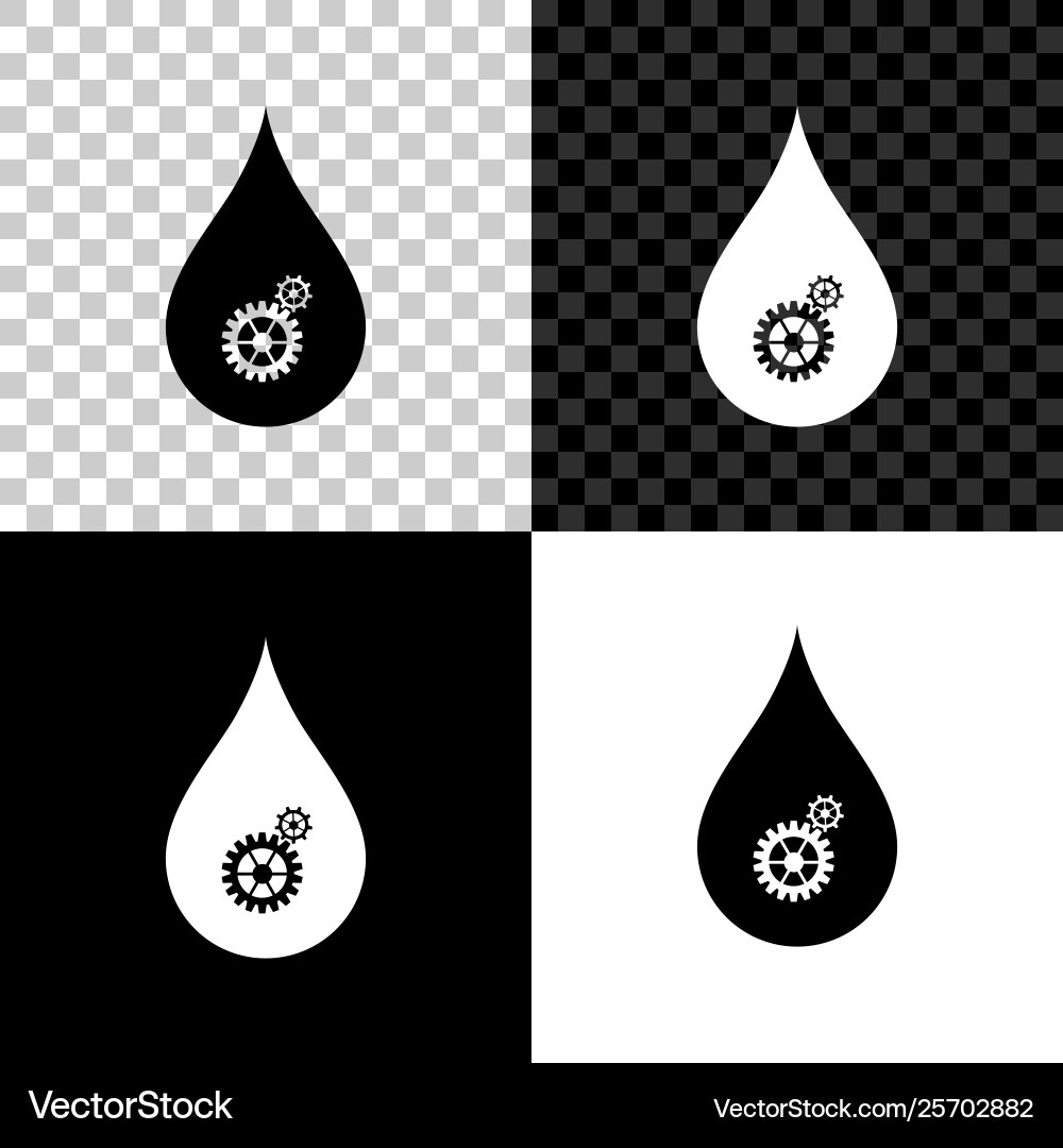 Drop with gears icon isolated on black white Vector Image