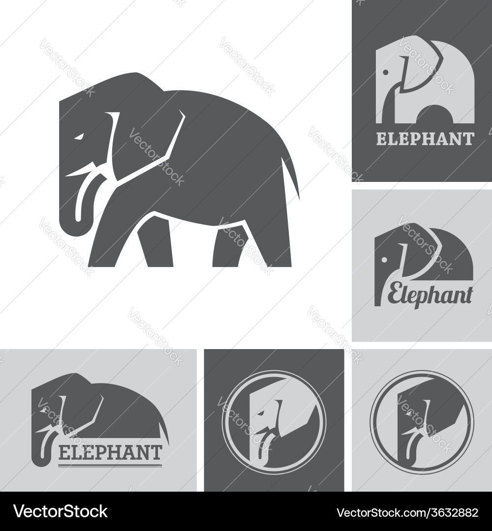 Elephant icons and symbols Royalty Free Vector Image