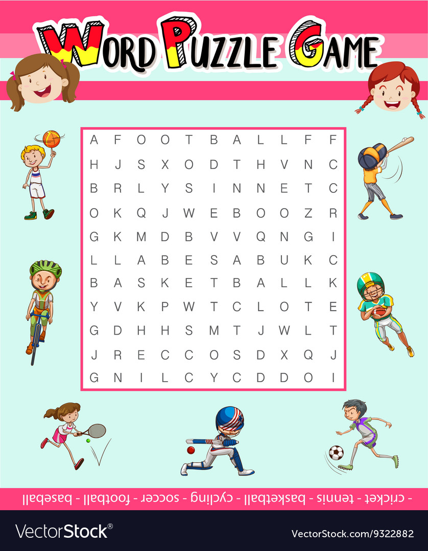 Game template with words about sports Royalty Free Vector