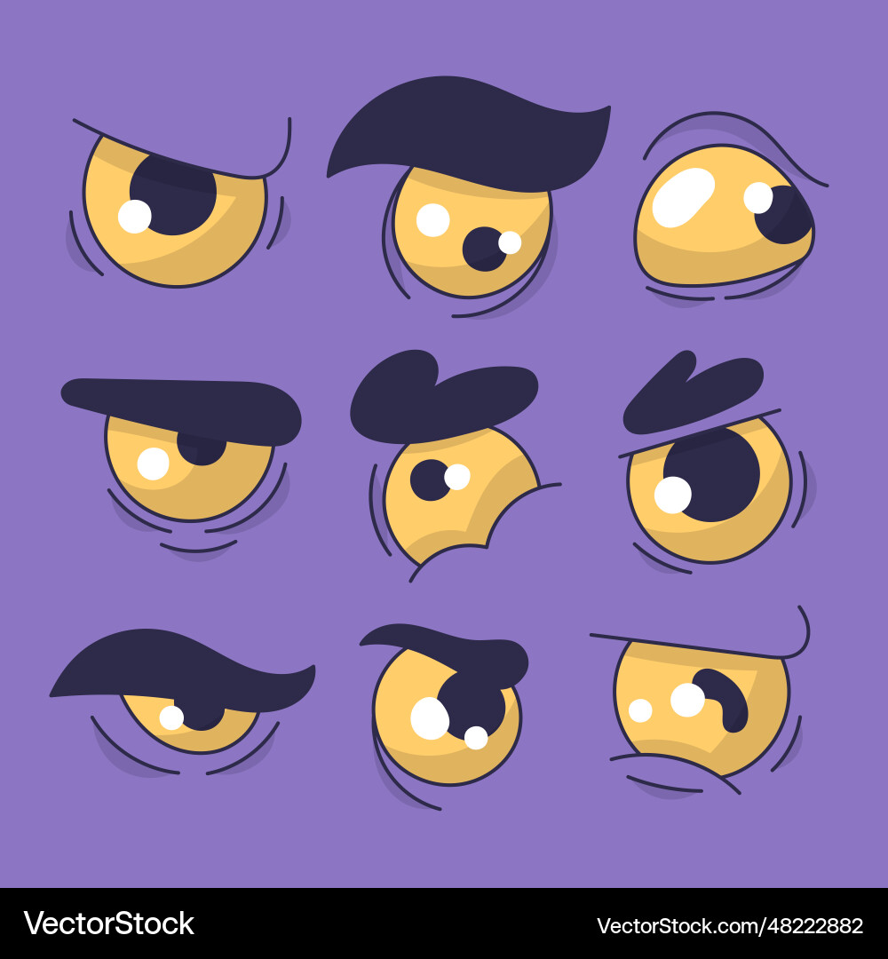 Hand drawn angry eyes cartoon Royalty Free Vector Image