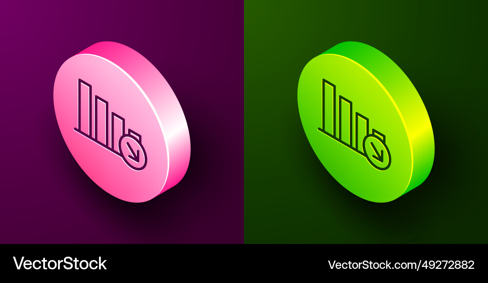 Isometric line financial growth decrease icon Vector Image