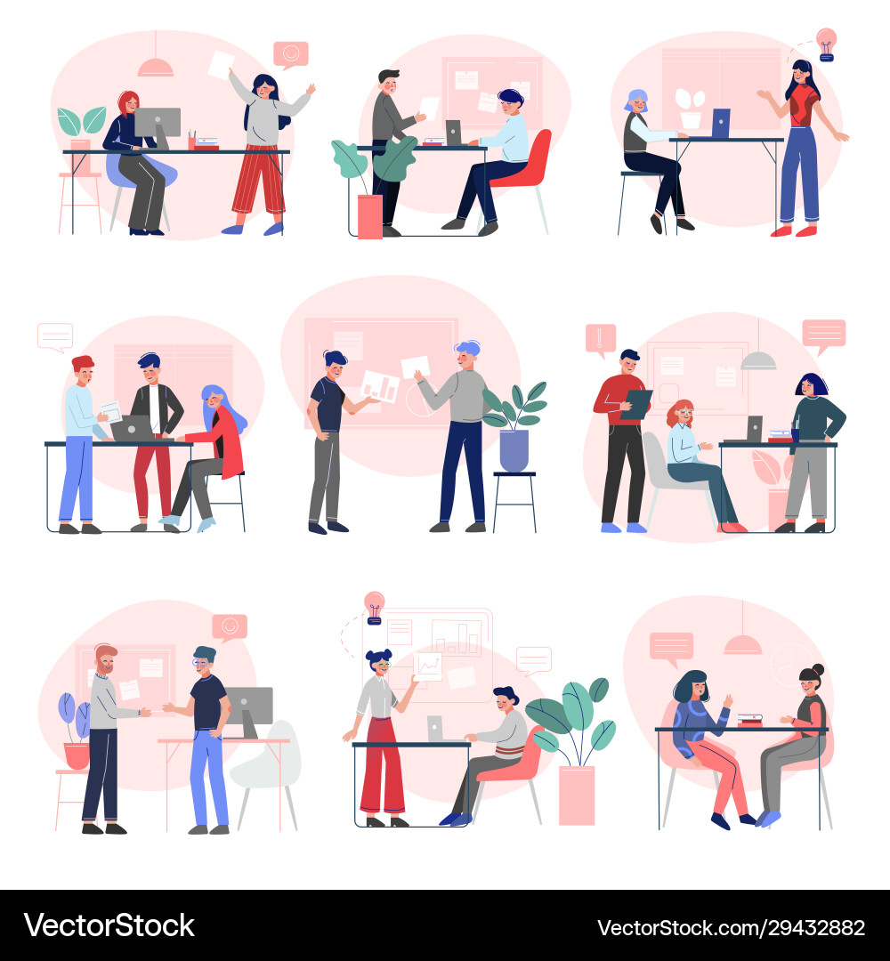 Office emloyees at work set business colleagues Vector Image