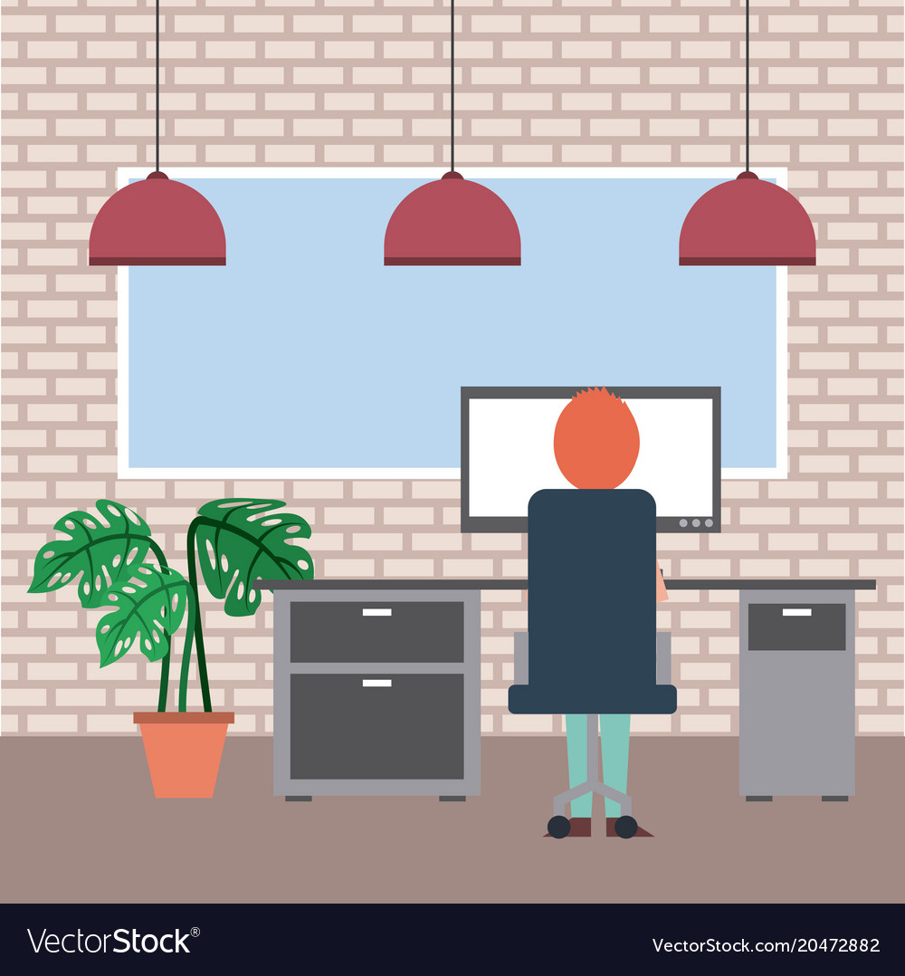 People workspace interior Royalty Free Vector Image