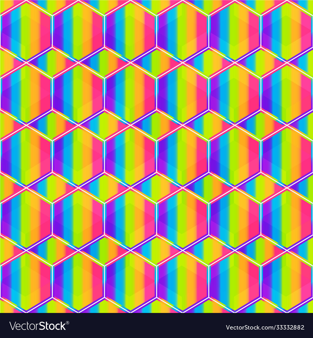 Rainbow honeycomb seamless pattern Royalty Free Vector Image