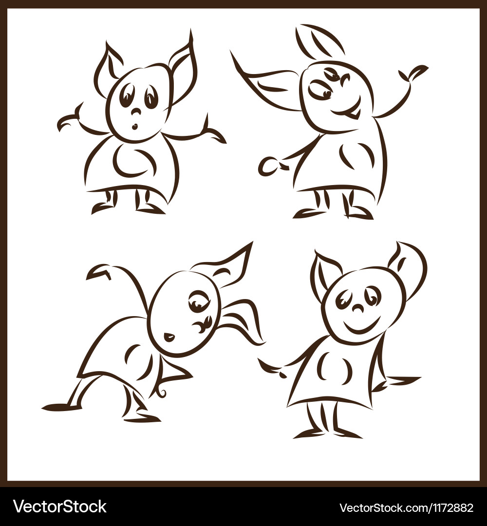 Rank funny little monsters in different poses Vector Image