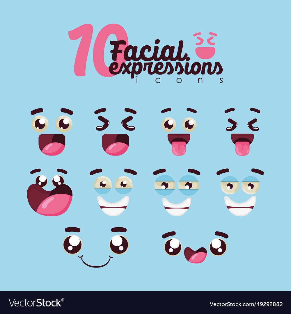 Set of different facial expression Royalty Free Vector Image