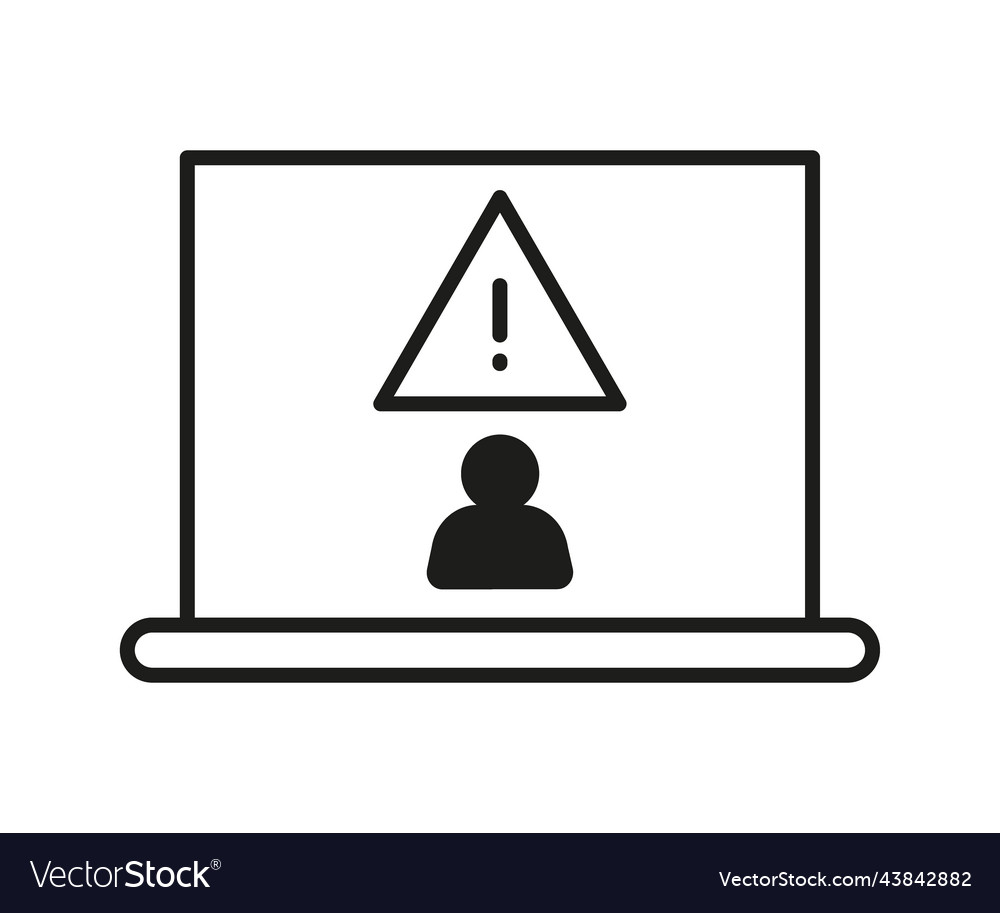 Warning sign on computer scam of hacker line Vector Image
