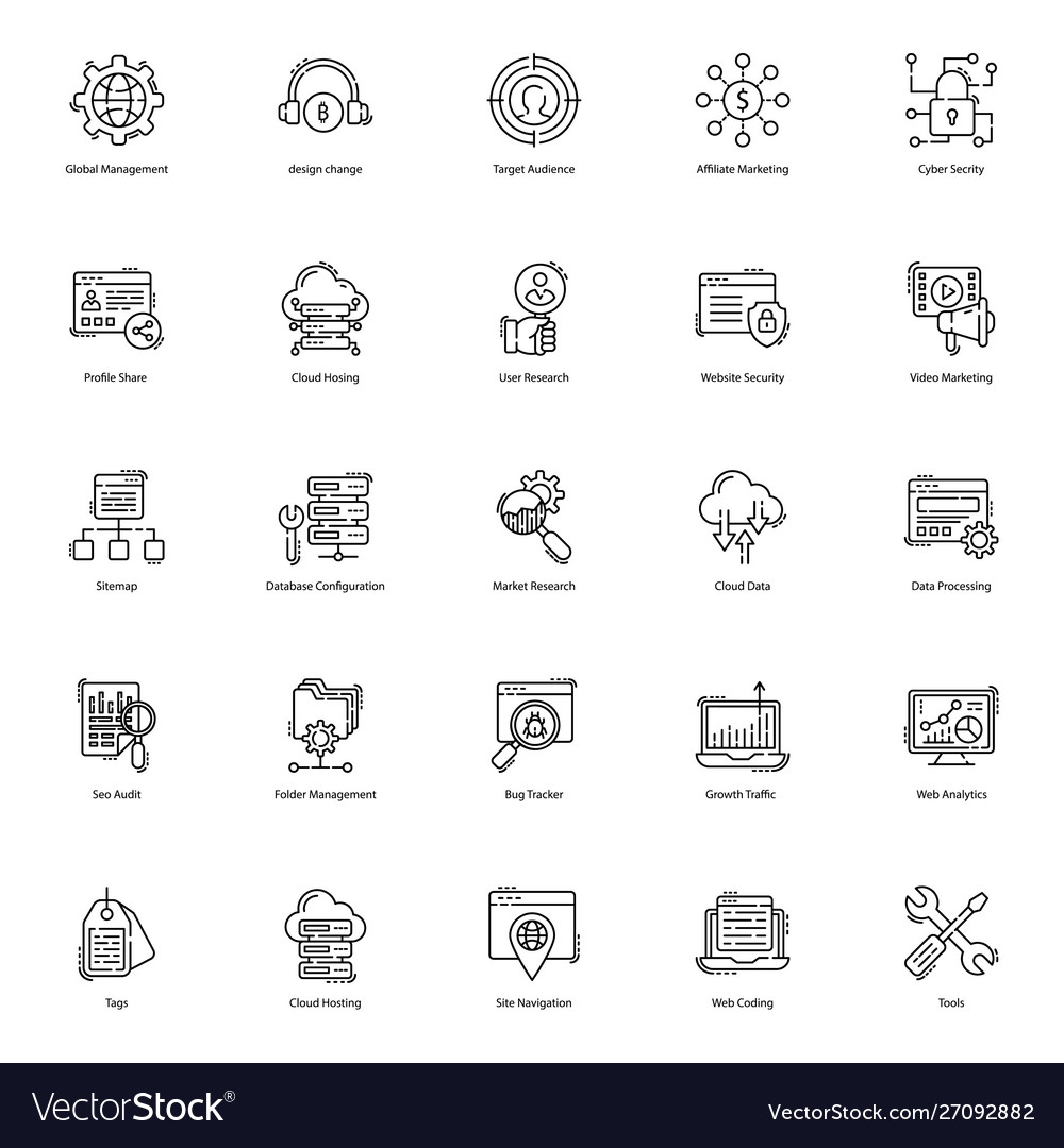 Web line icons pack Royalty Free Vector Image - VectorStock