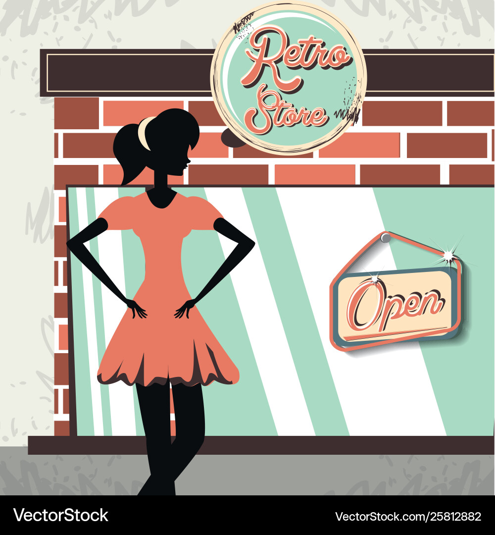 Woman retro store icon Royalty Free Vector Image
