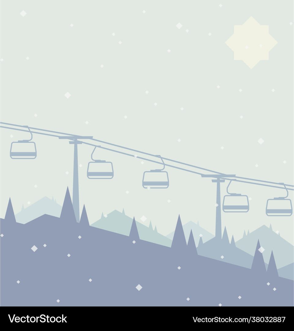 A ski resort on powder day flat Royalty Free Vector Image