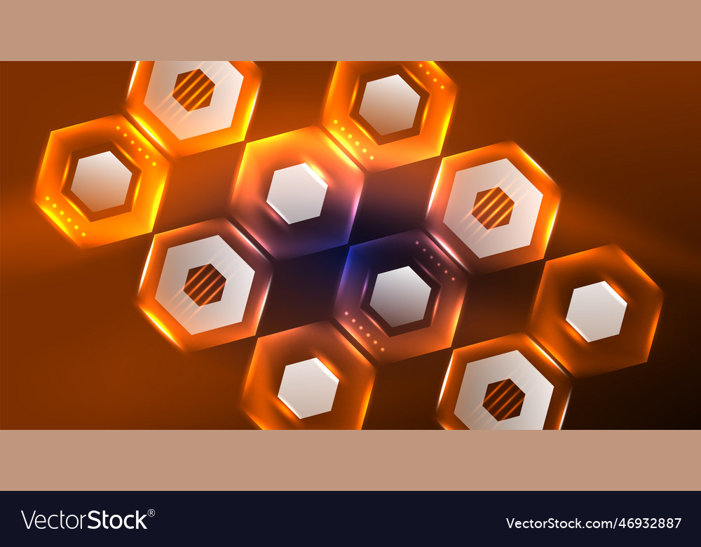 Abstract background neon hexagon Royalty Free Vector Image