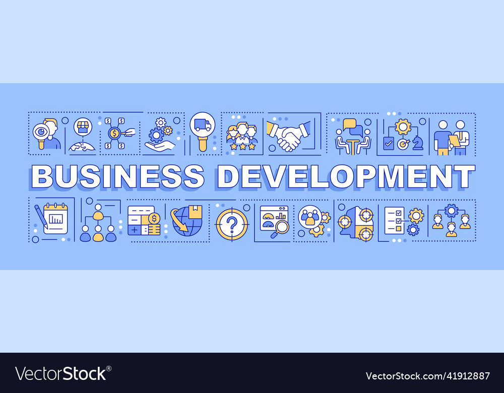 Business development word concepts blue banner Vector Image