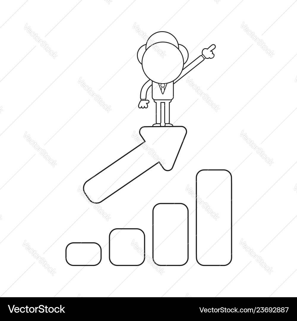 Businessman character pointing up and standing Vector Image