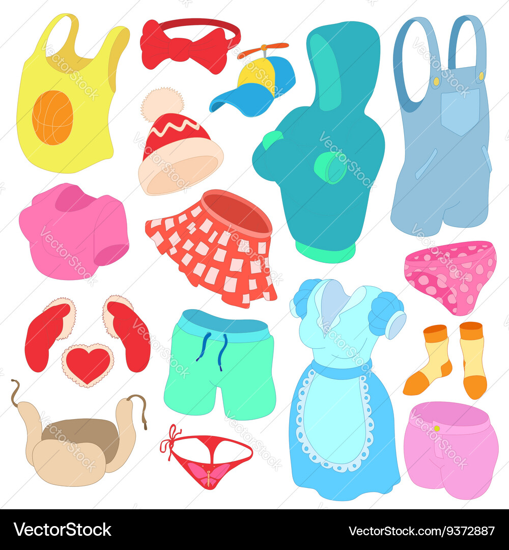 Clothes icons set cartoon style Royalty Free Vector Image