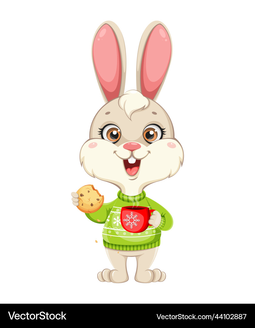 Cute rabbit cartoon character funny bunny Vector Image