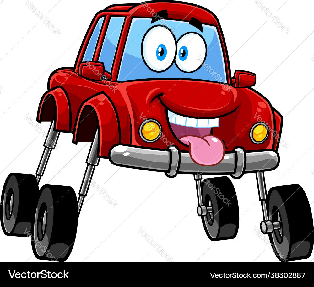 Cute red car cartoon character Royalty Free Vector Image