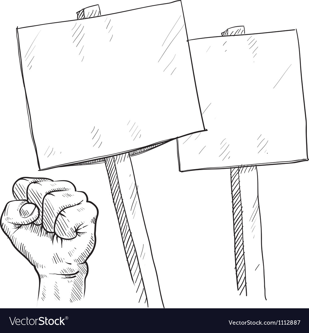 Doodle Protest Signs Fist Royalty Free Vector Image