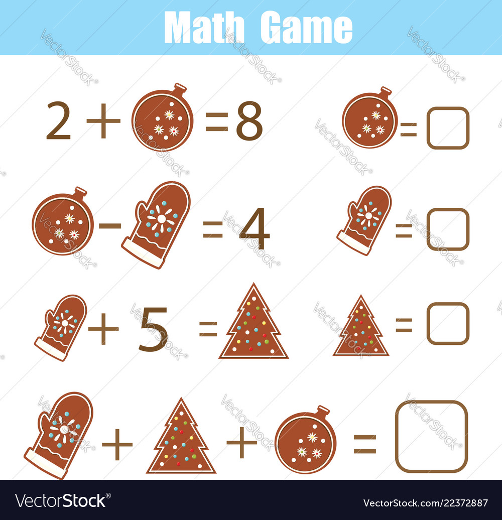 Educational Game For Children Solve Equations Vector Image