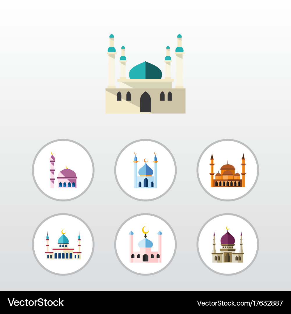 Flat icon mosque set of muslim structure Vector Image
