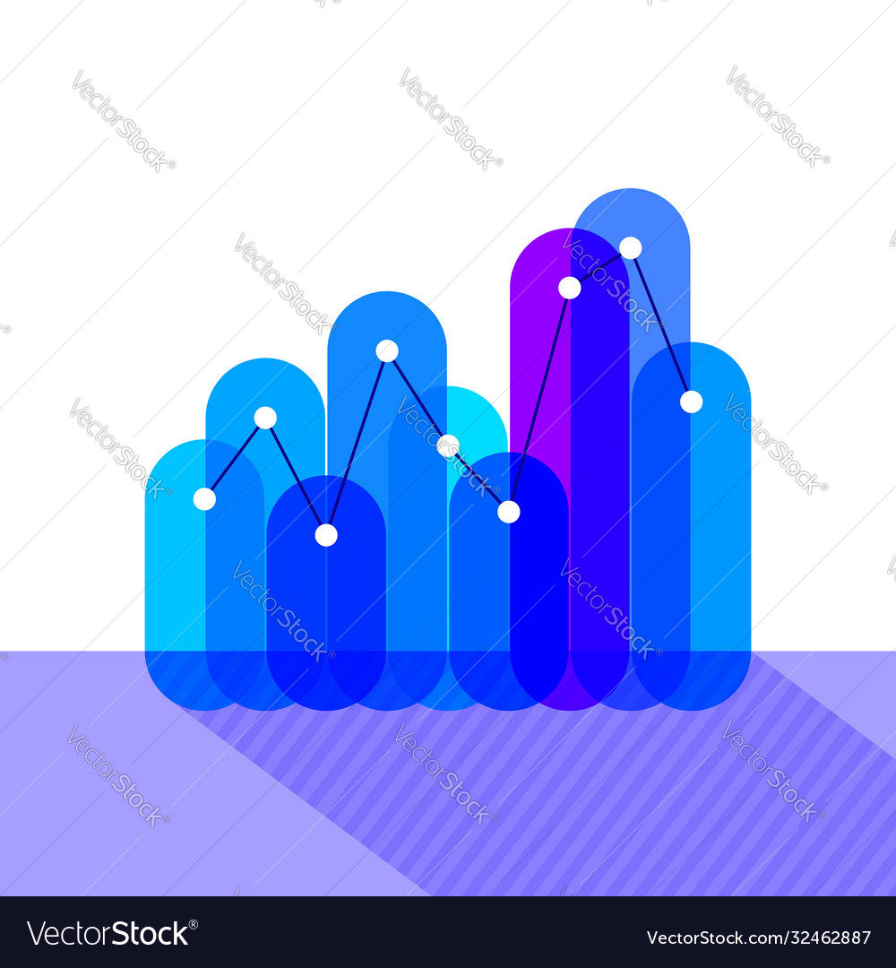 Infographics With Blue Overlapping Bars Royalty Free Vector