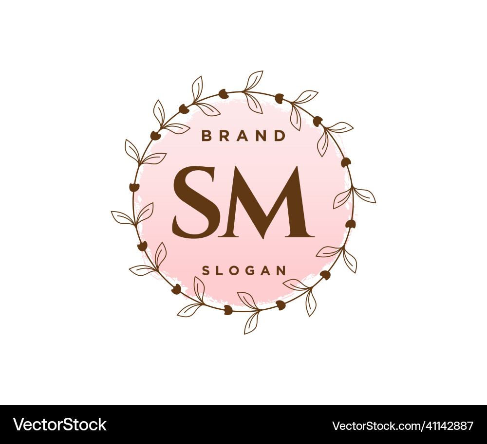 Initial sm feminine logo usable for nature salon Vector Image