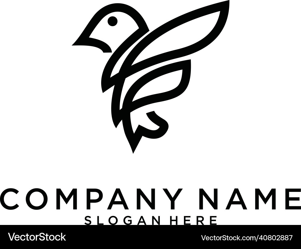 Letter f logo becomes a bird shape Royalty Free Vector Image
