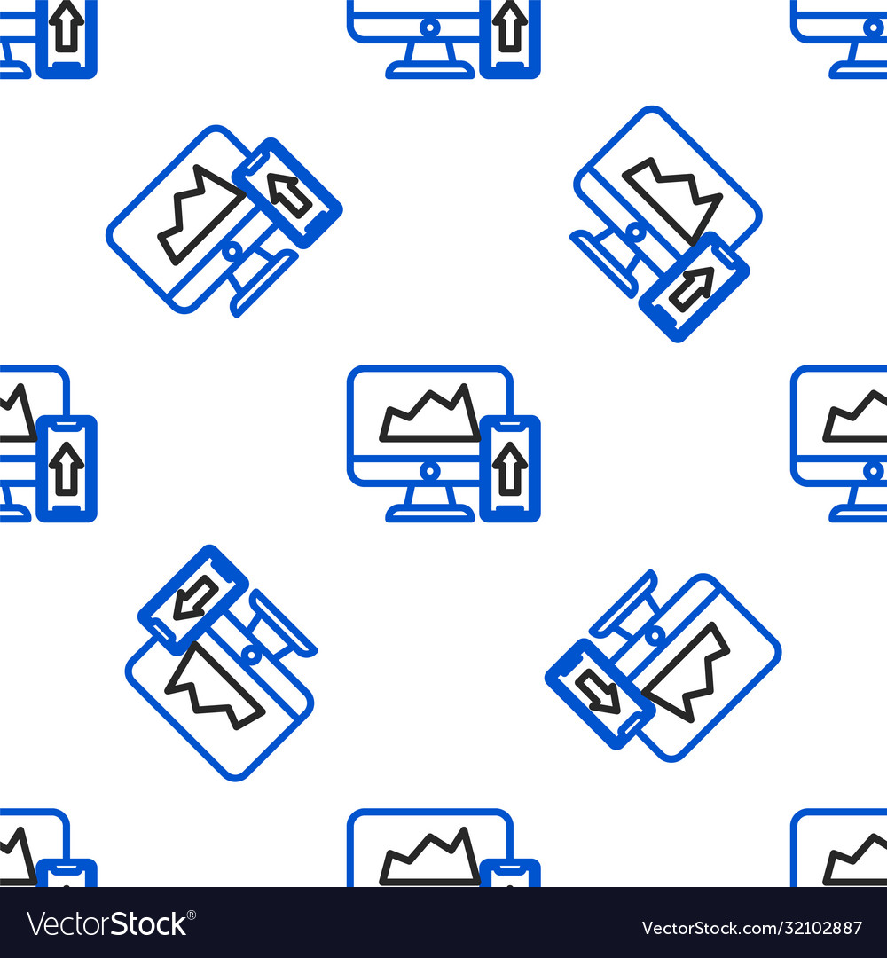 Line financial chart or graph on computer Vector Image
