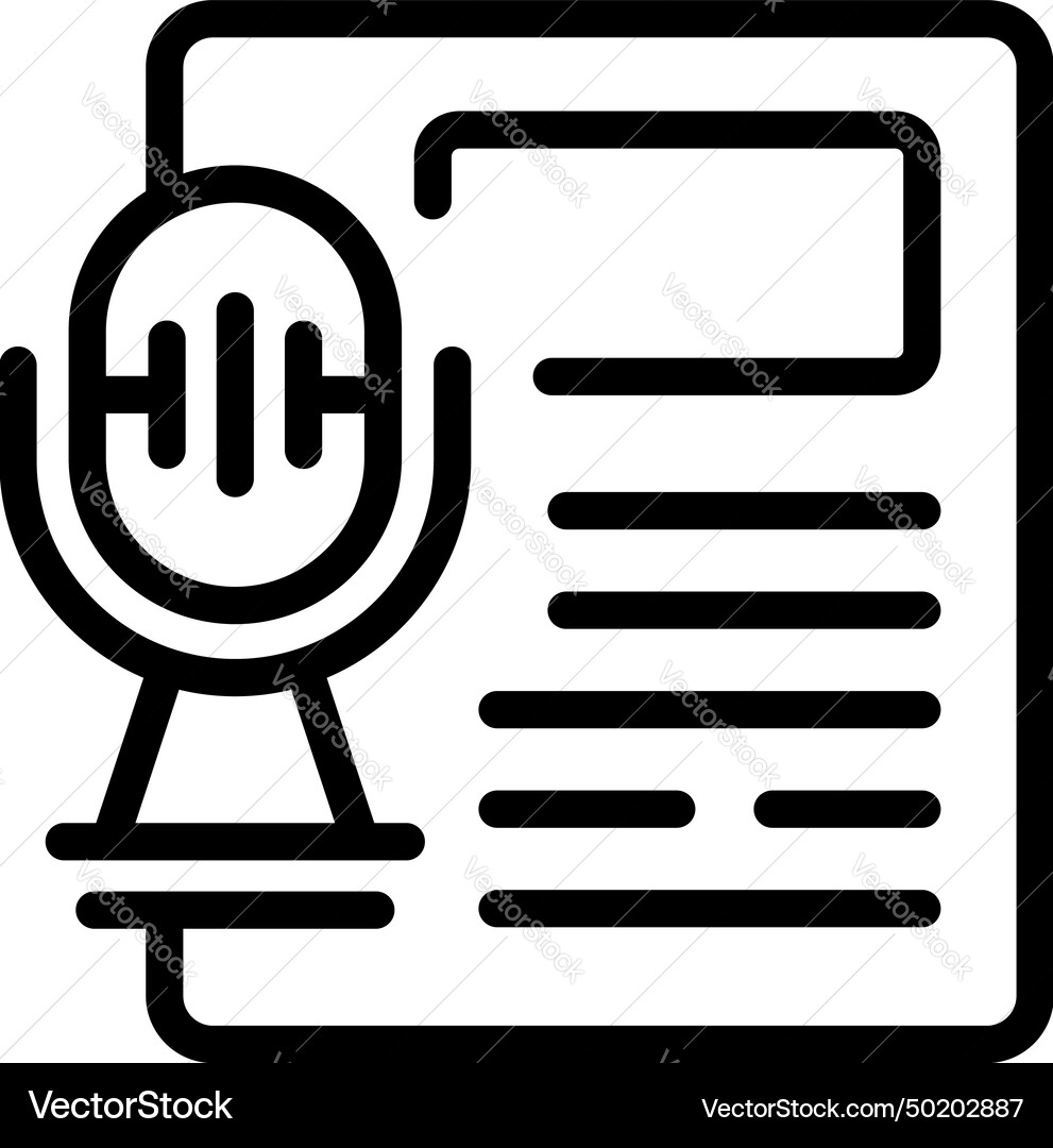 Mic text ai icon outline audio transcribe Vector Image