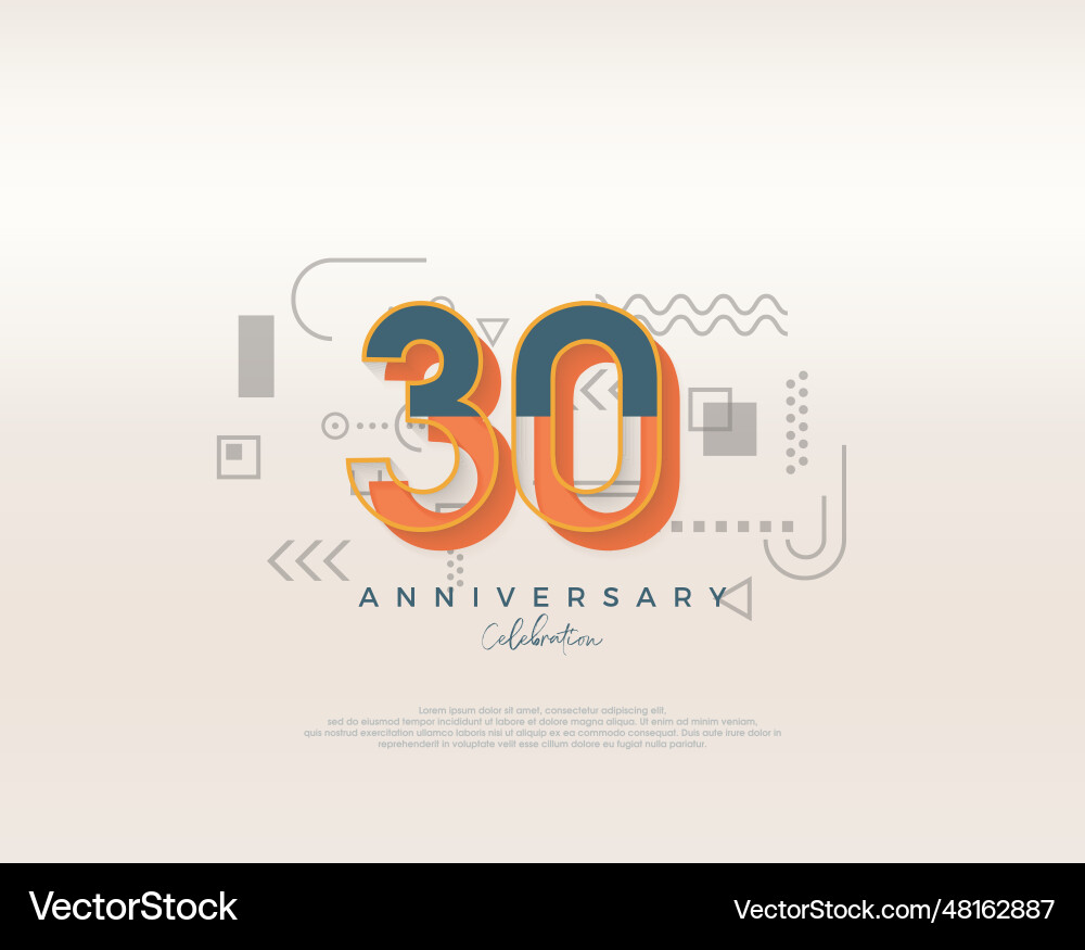 Modern cartoon design simple for 30th anniversary Vector Image